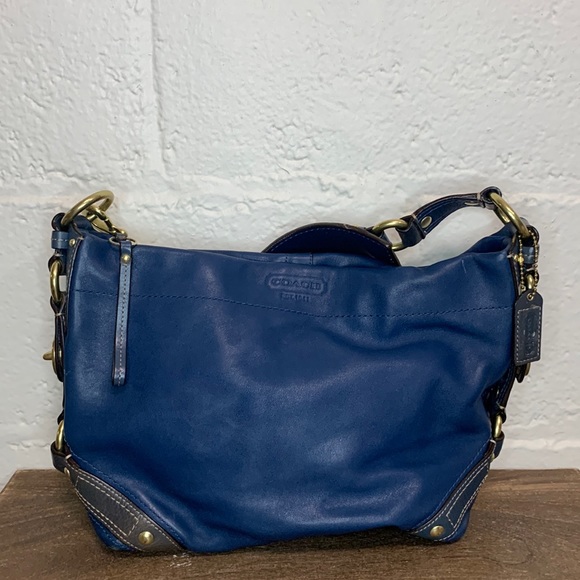 Coach | Bags | Vintage Coach Carly Blue Smooth Leather Small Hobo ...